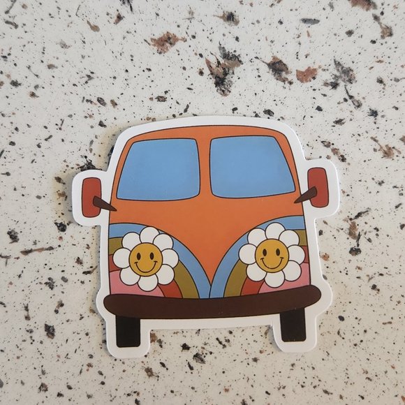 Design | 110 New Retro Bus Groovy Hippie Boho Floral Sticker | Poshmark